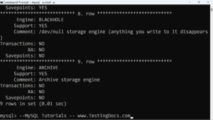MySQL SHOW ENGINES statement - TestingDocs