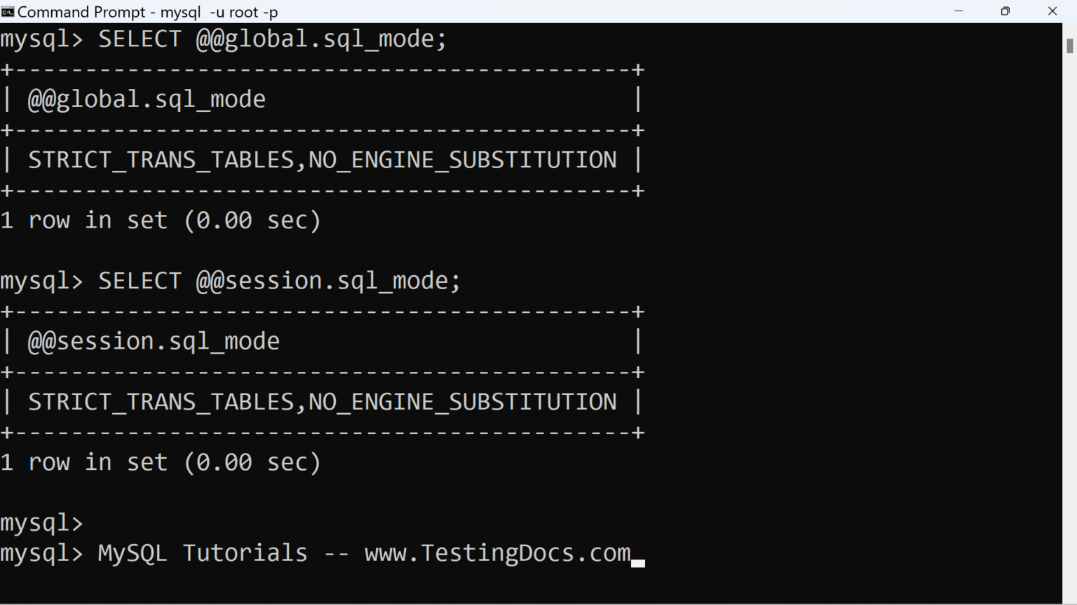 MySQL SQL Modes - TestingDocs.com