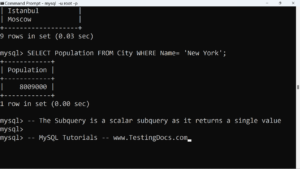 MySQL Scalar Subquery - TestingDocs