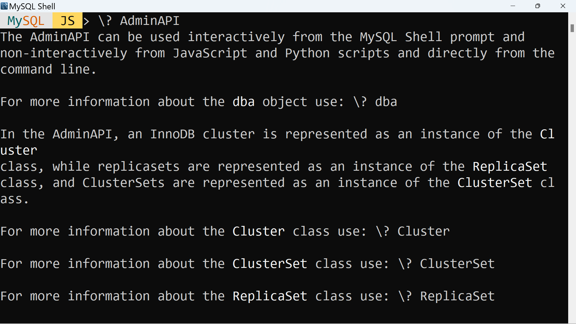 MySQL Shell Commands TestingDocs