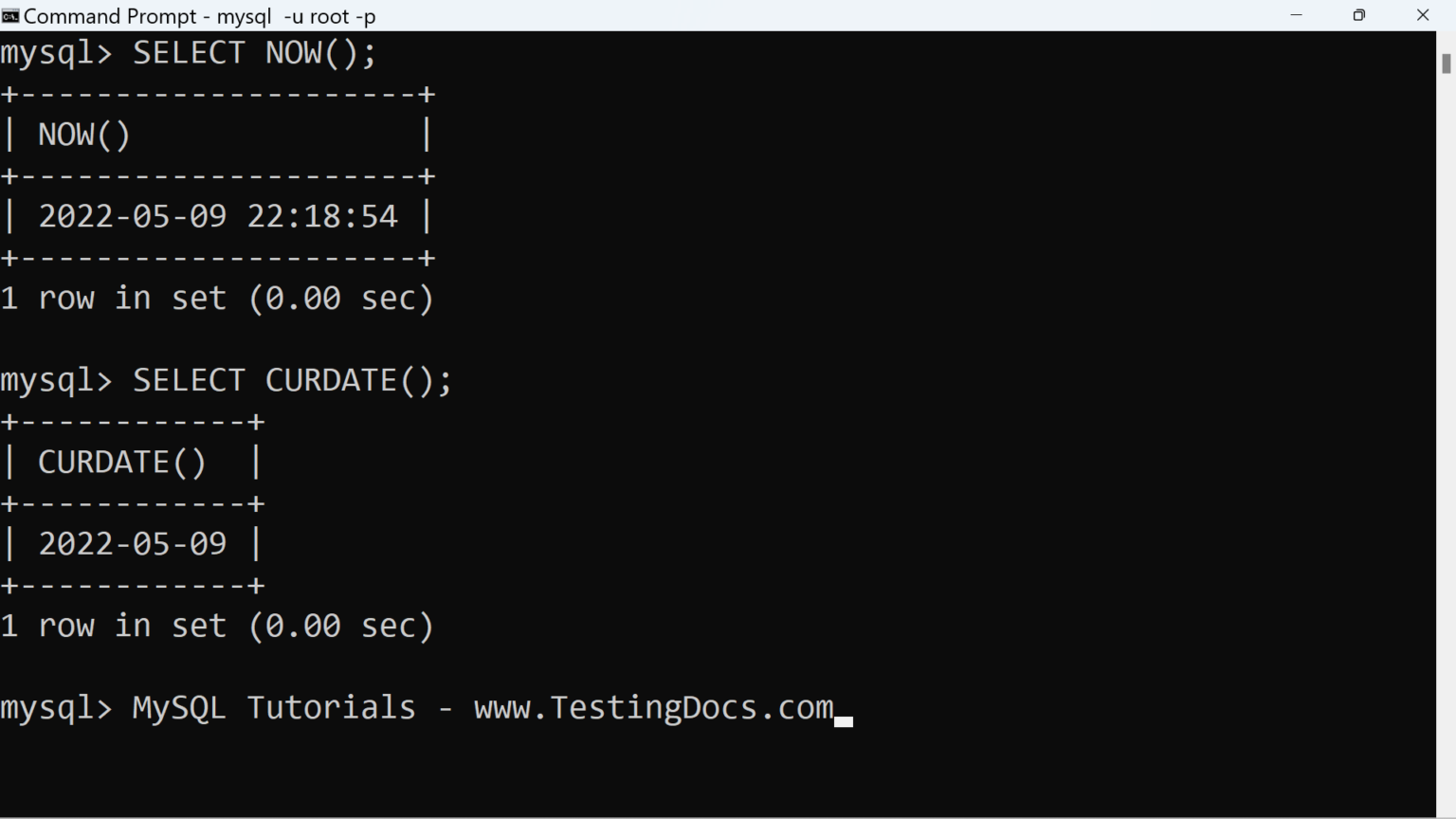MySQL Temporal Functions | TestingDocs