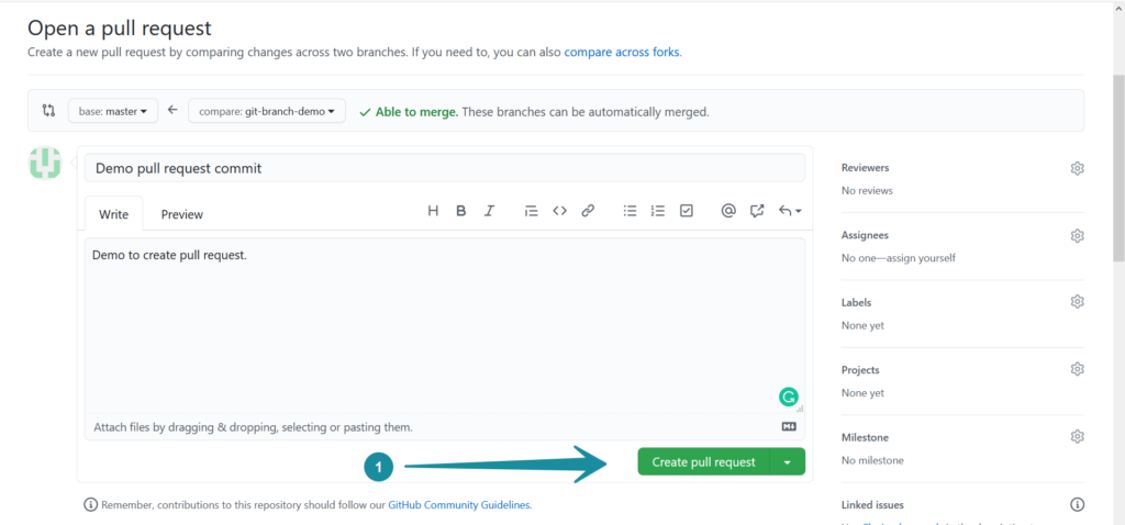 Create a pull request - TestingDocs