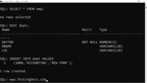 Oracle SQL INSERT Statement - TestingDocs