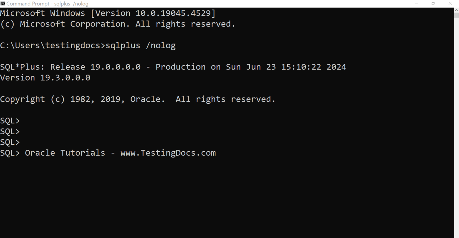 Connect to Oracle Database from SQL*Plus - TestingDocs