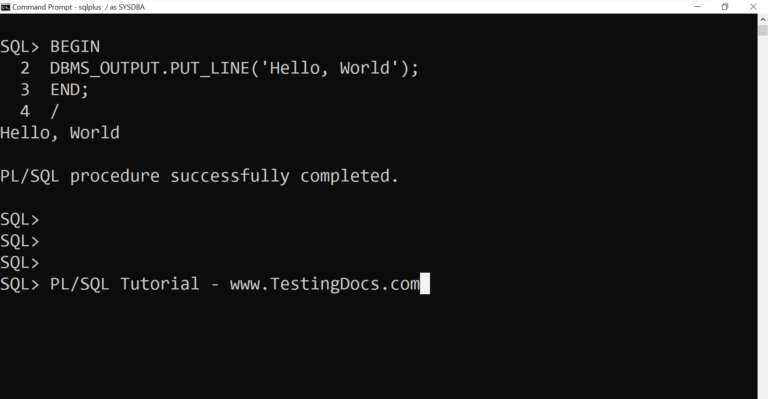 PL/SQL Introduction - TestingDocs