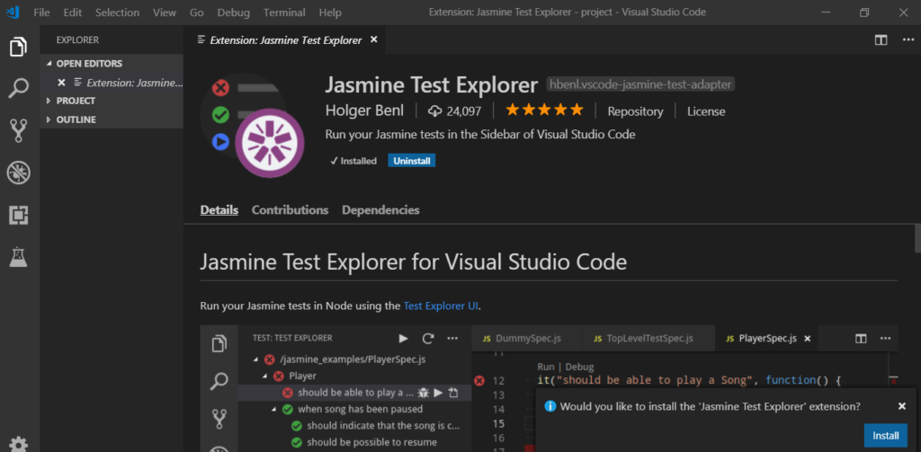 Install VSCode Plugins from Marketplace - TestingDocs