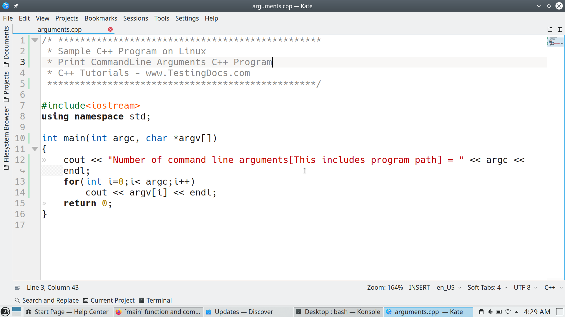 C Command Line Arguments TestingDocs