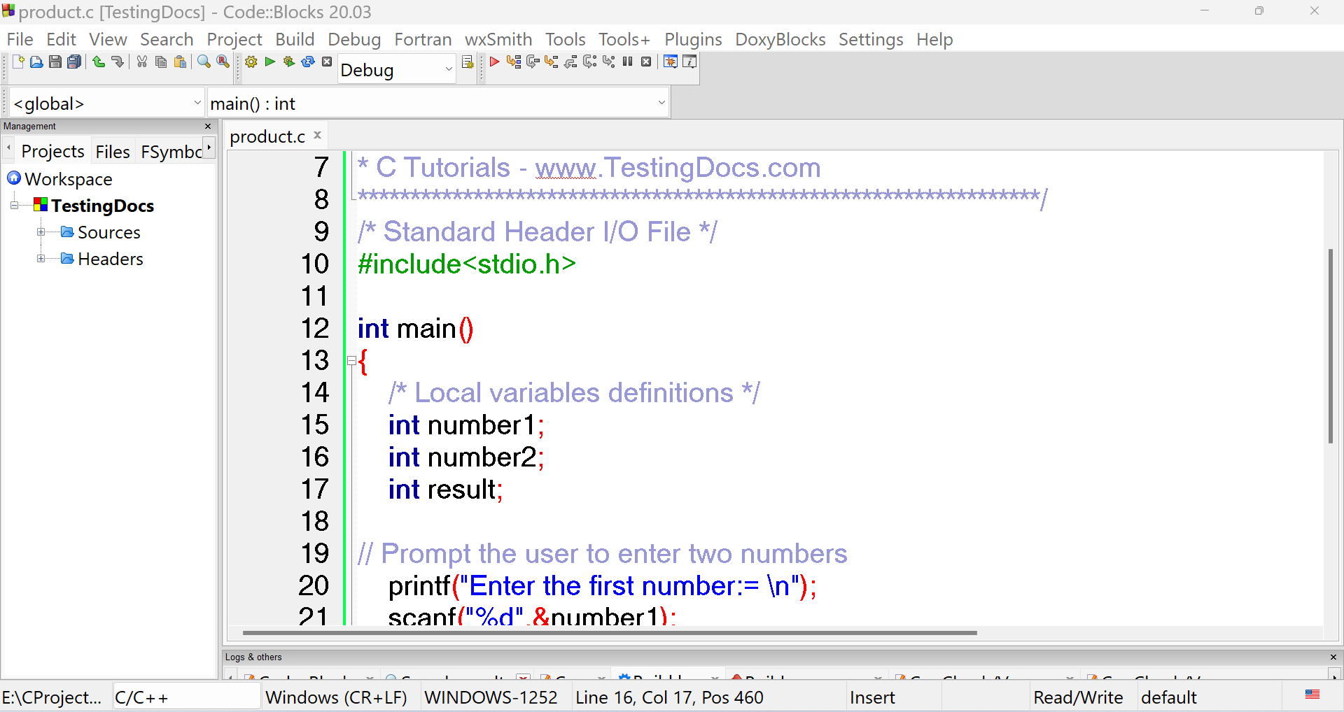 C Program To Find The Product Of Two Integer Numbers TestingDocs
