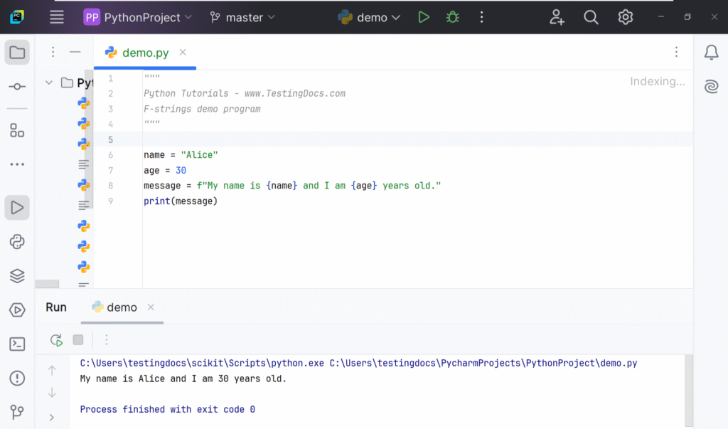 F-strings in Python - TestingDocs