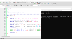 C++ Program to Find Quadratic Equation Roots - TestingDocs.com