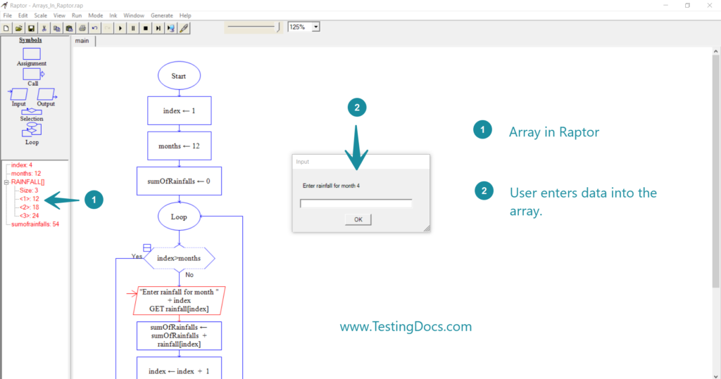 Array in Raptor Flowchart - TestingDocs
