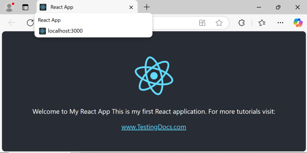 Create ReactJS Web Application - TestingDocs