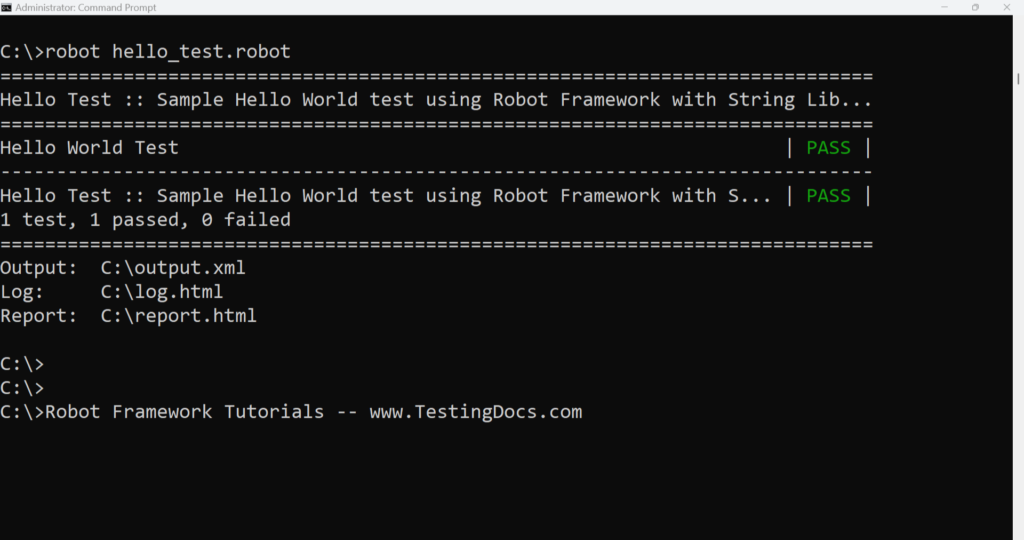 Robot Framework Hello World Example Testingdocs