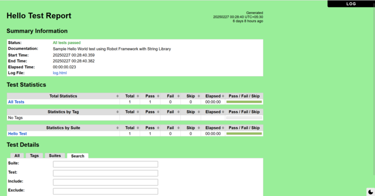 Robot Framework Hello World Example - TestingDocs