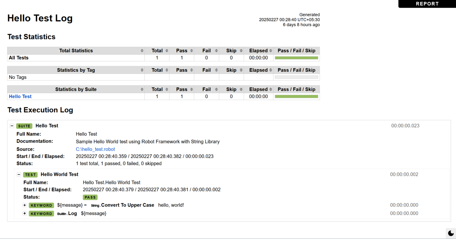 Generate Robot Test Reports - TestingDocs
