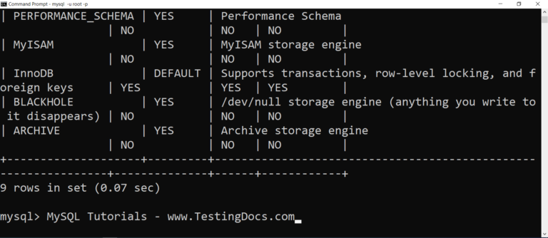 MySQL Storage Engines - TestingDocs.com