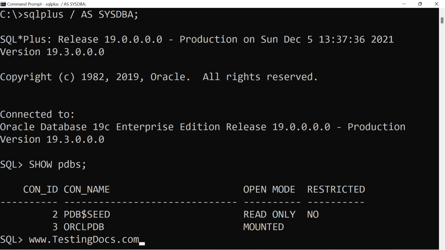 Fix ORA-01109: database not open Error - TestingDocs