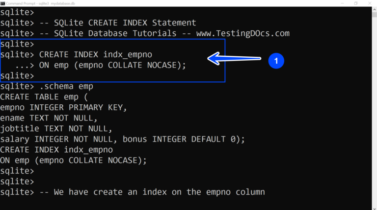 SQLite CREATE INDEX Statement | TestingDocs.com SQLite CREATE INDEX Statement | TestingDocs.com