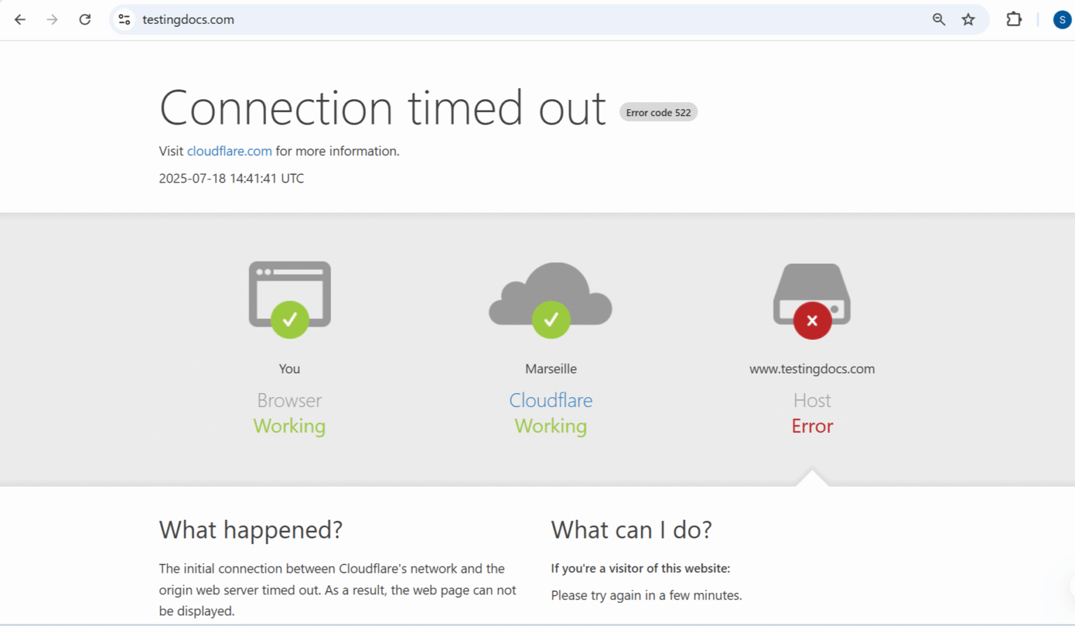 How to Fix Error Code 522 - TestingDocs