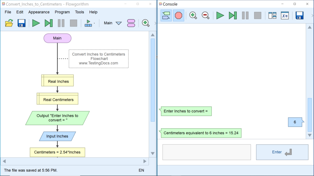 Flowchart to Convert Inches to Centimeters - TestingDocs.com