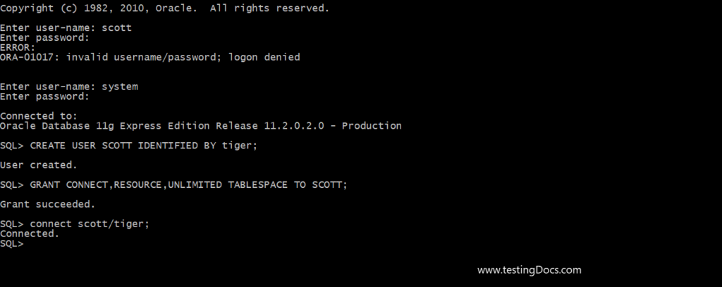 Setup Sample Schema in Oracle - TestingDocs