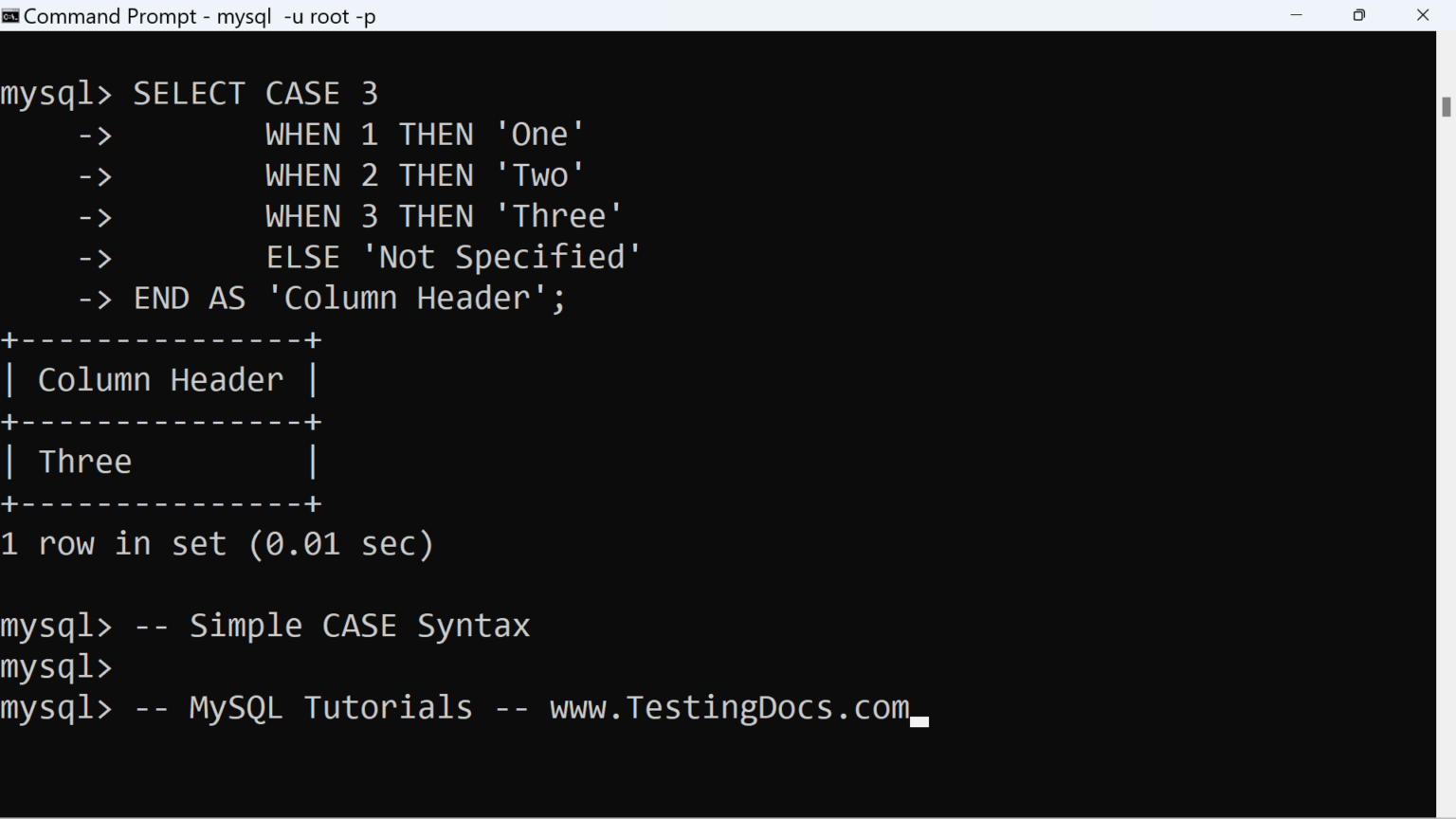 MySQL CASE Function - TestingDocs