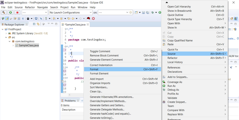 Code generation and formatting with Eclipse IDE - TestingDocs