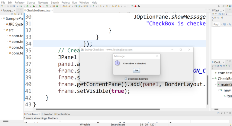 Swing JCheckBox Class - TestingDocs.com