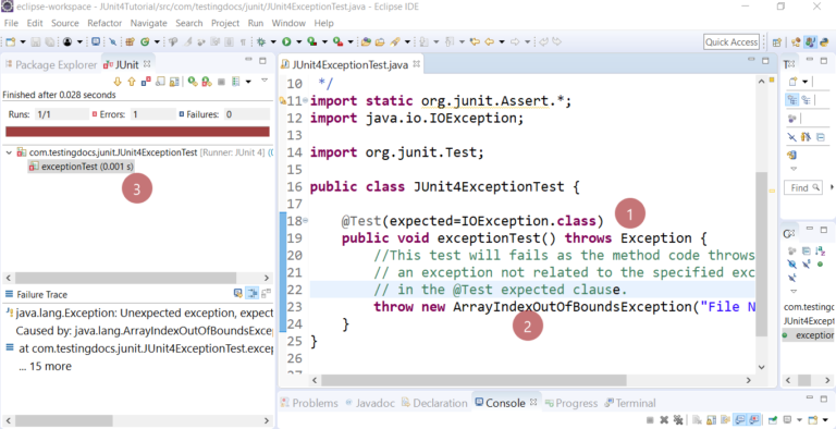 Testing Exceptions In Junit