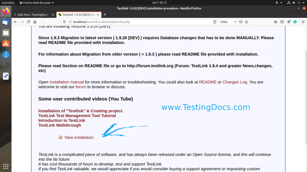 TestLink Install on Linux - TestingDocs