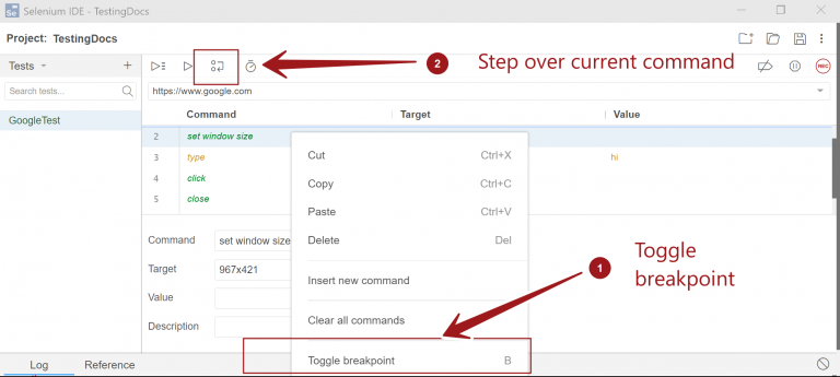 Debug Test Scripts in Selenium IDE | TestingDocs