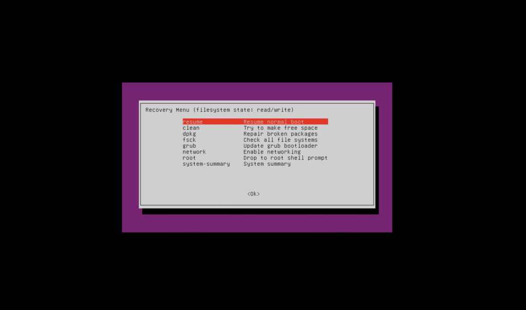 Boot into Ubuntu Recovery Mode - TestingDocs