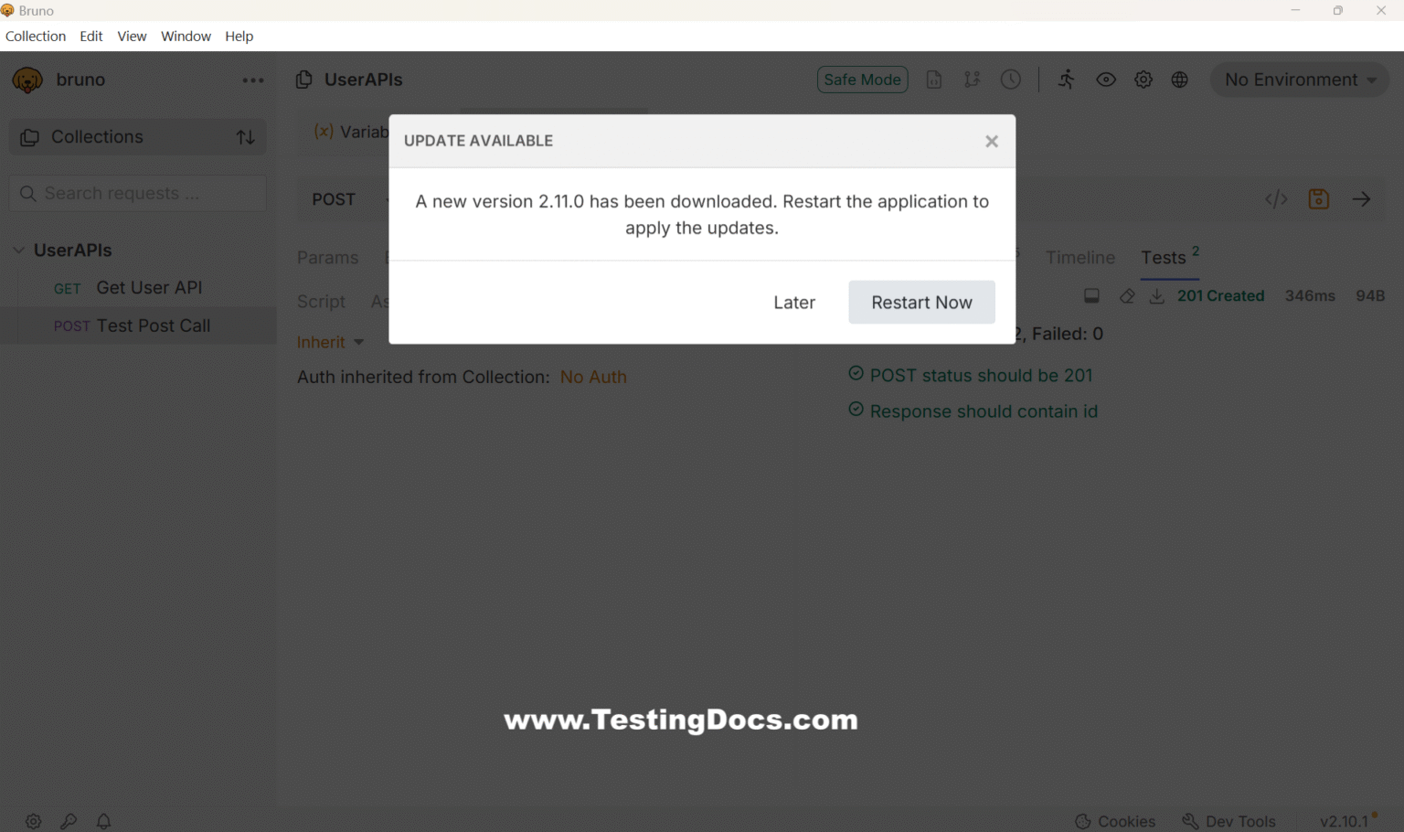 Update Bruno Client on Windows - TestingDocs