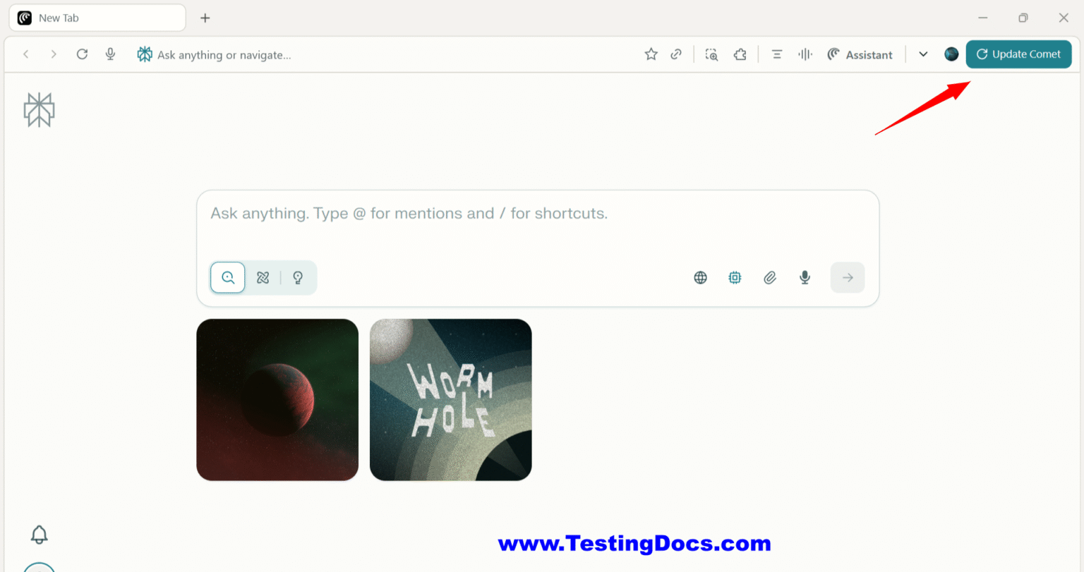 Update Comet Browser | TestingDocs