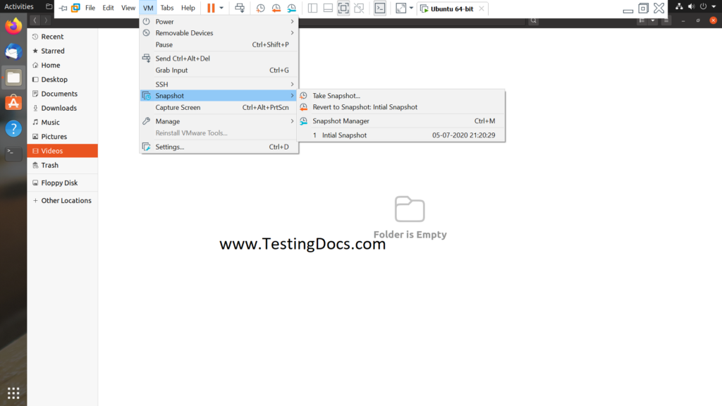 Create a Virtual Machine Snapshot - TestingDocs