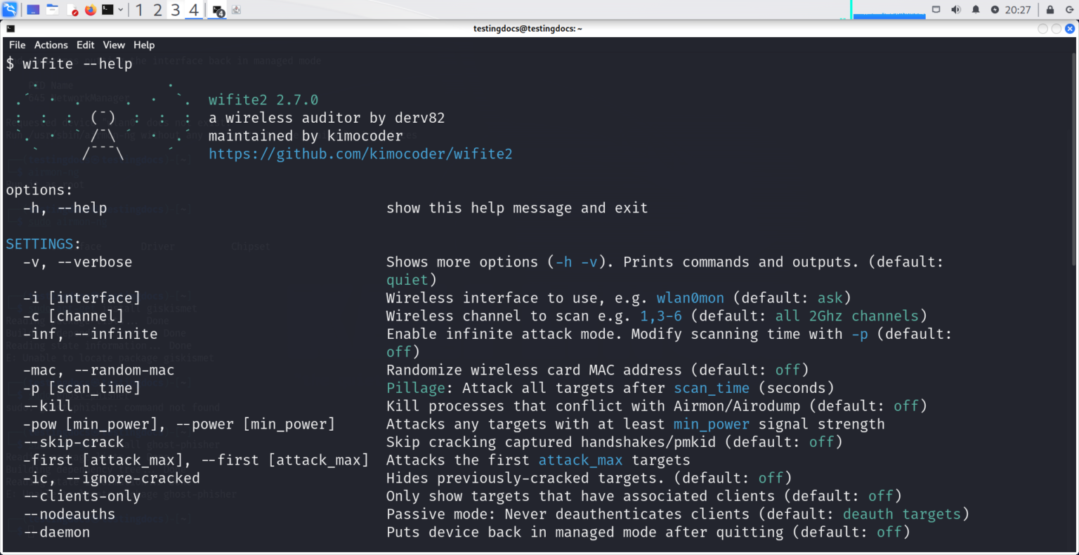 Wifite in Kali Linux - TestingDocs