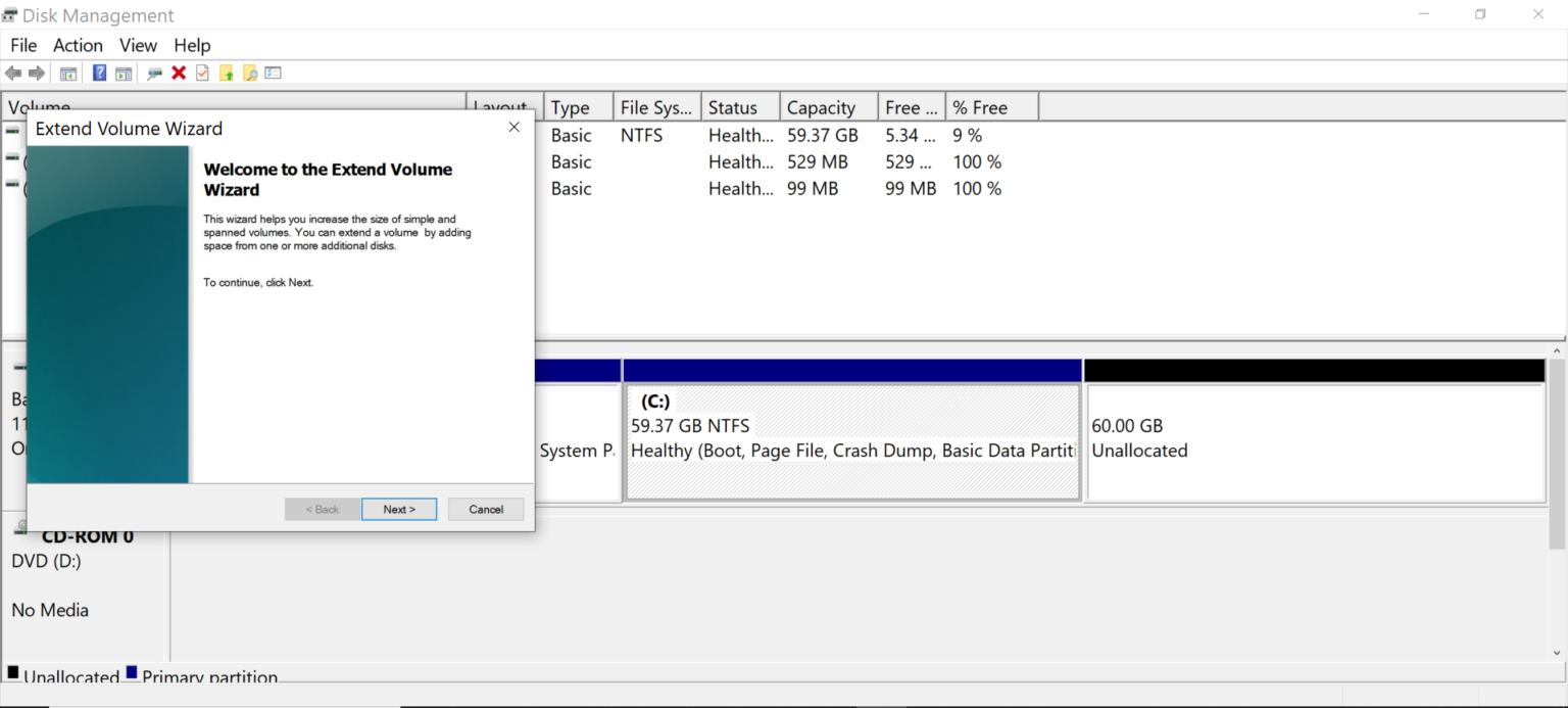 Extend Disk Volume on Windows 10 - TestingDocs