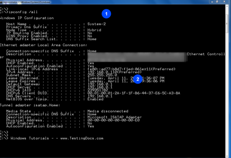 Windows ipconfig command - TestingDocs