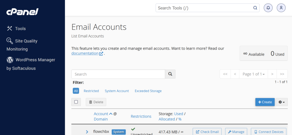 cPanel Email Accounts - TestingDocs