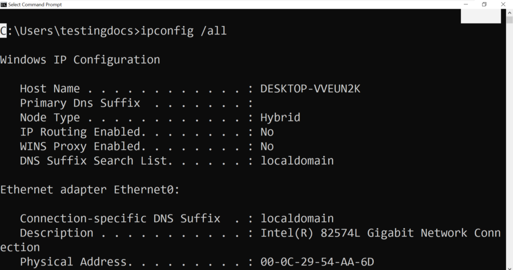 Windows ipconfig command - TestingDocs