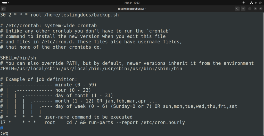 Linux crontab File - TestingDocs