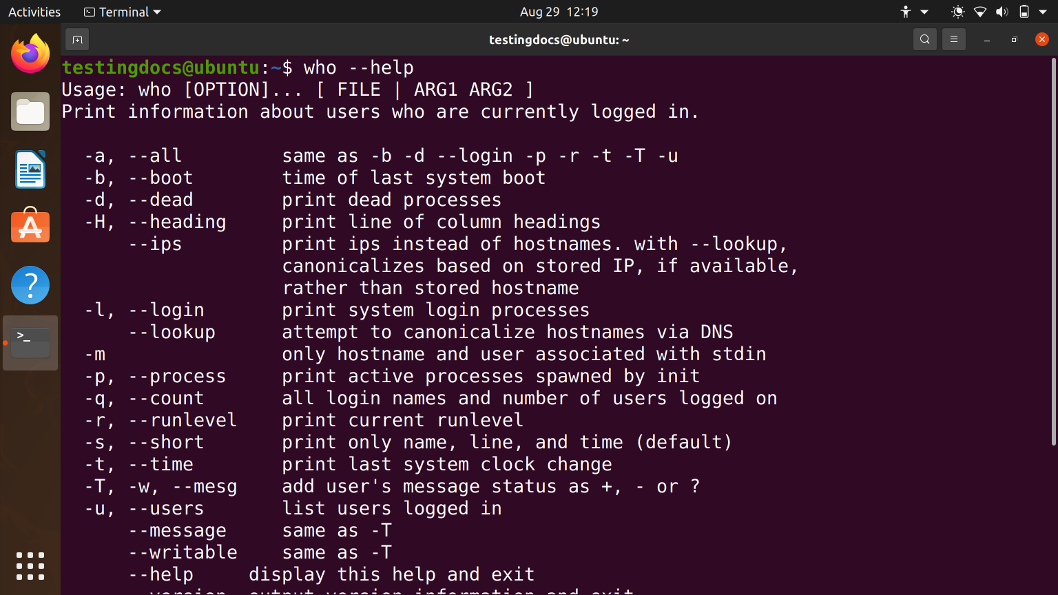 who Linux Command - TestingDocs