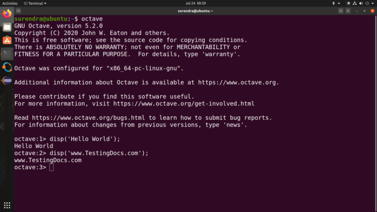 Octave Command line on Ubuntu | TestingDocs.com
