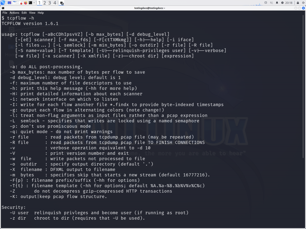 tcpflow Kali Linux Tool | TestingDocs